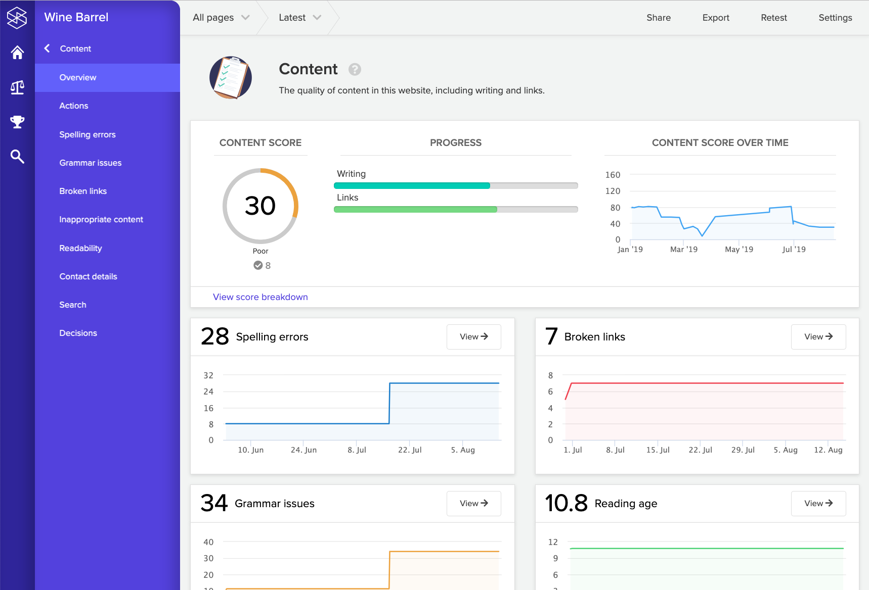 Silktide Snapshot Support » Comparing Sitebeam with Silktide